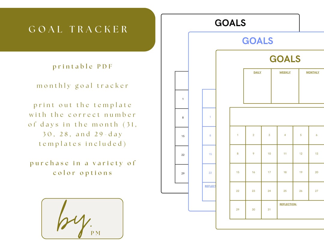 Goal Tracker | Daily, Weekly, Monthly Goals and Habits Chart, Digital ...