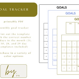Goal Tracker | Daily, Weekly, Monthly Goals and Habits Chart, Digital ...