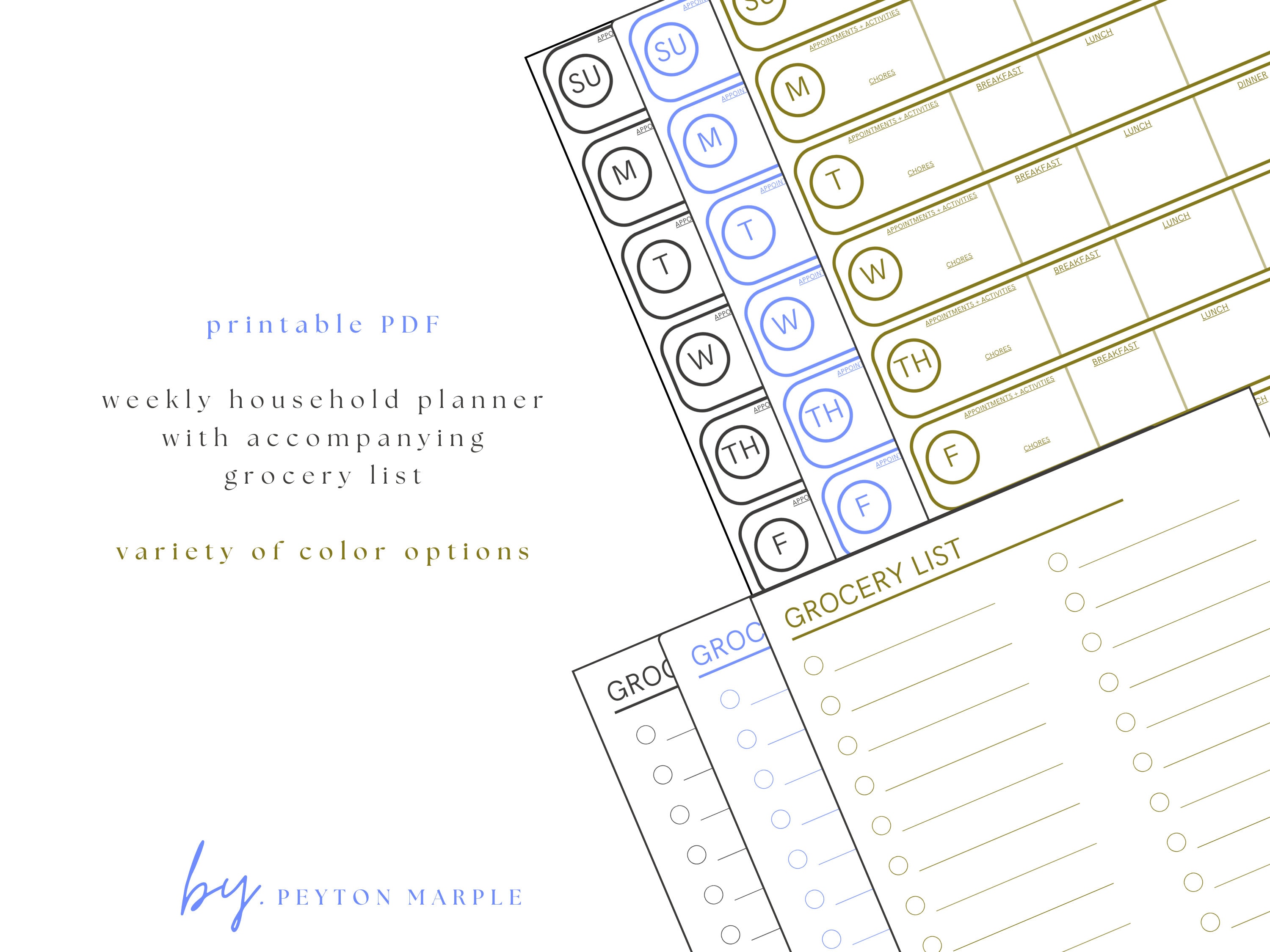 Weekly Planner Digital Download | Household Planner: Family, Meals ...