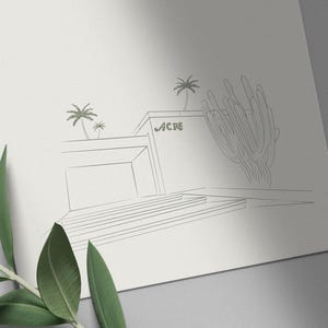 Cabo Wedding Venue Line Drawing in Sage Green- Acre Baja Los Cabos ...