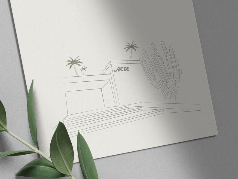 Cabo Wedding Venue Line Drawing in Sage Green- Acre Baja Los Cabos ...