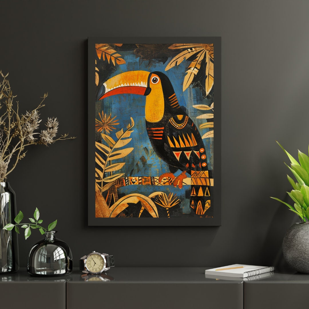 Toucan Wall Art, Mural Art Print, Beautiful Bird Print, Sky Blue ...