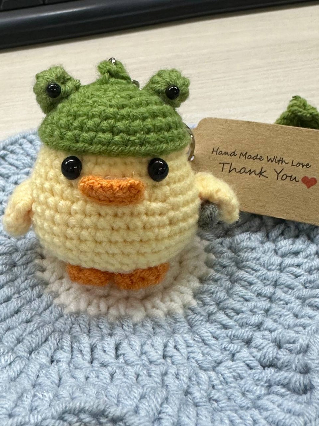 Handmade Duck With Knife Meme Crochet Keychain, Chubby Chicken Charm ...