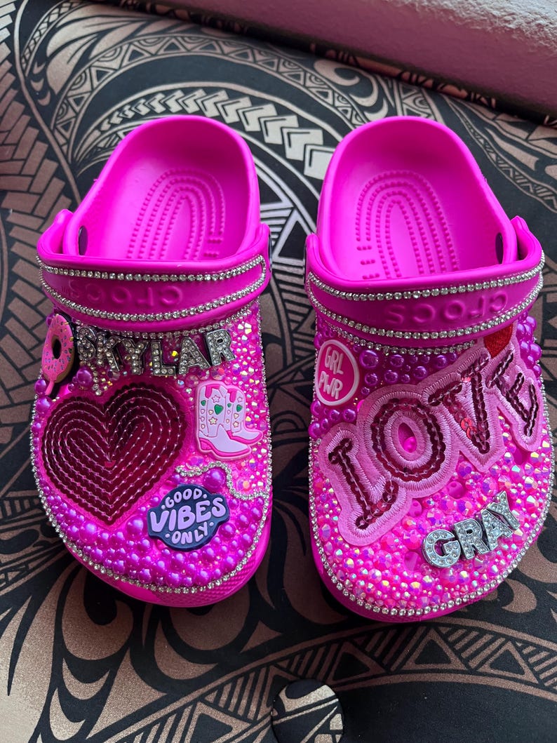 Custom Pink Rhinestone Crocs - Etsy