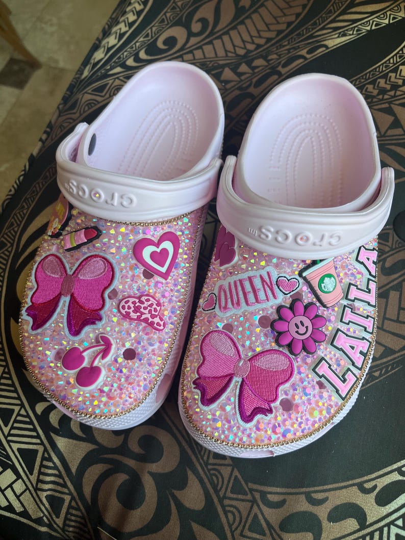 Custom Pink Rhinestone Crocs - Etsy