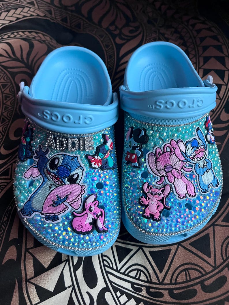 Custom Stitch Crocs (light Blue) - Etsy