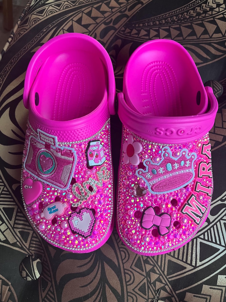 Custom Pink Rhinestone Crocs - Etsy