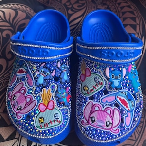 Custom Stitch Crocs (blue Bolt) - Etsy
