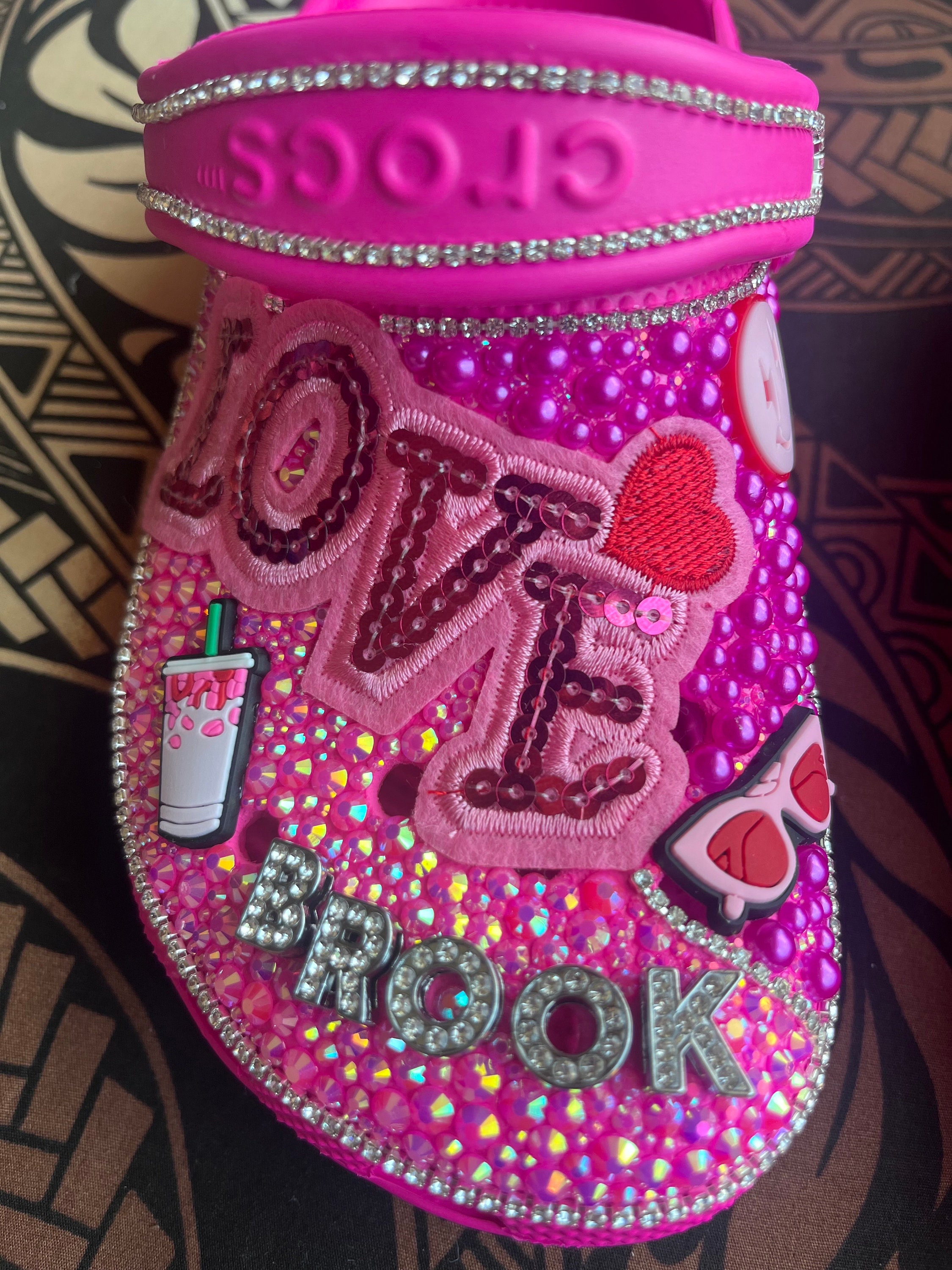 Custom Pink Rhinestone Crocs - Etsy
