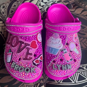 Custom Pink Rhinestone Crocs - Etsy