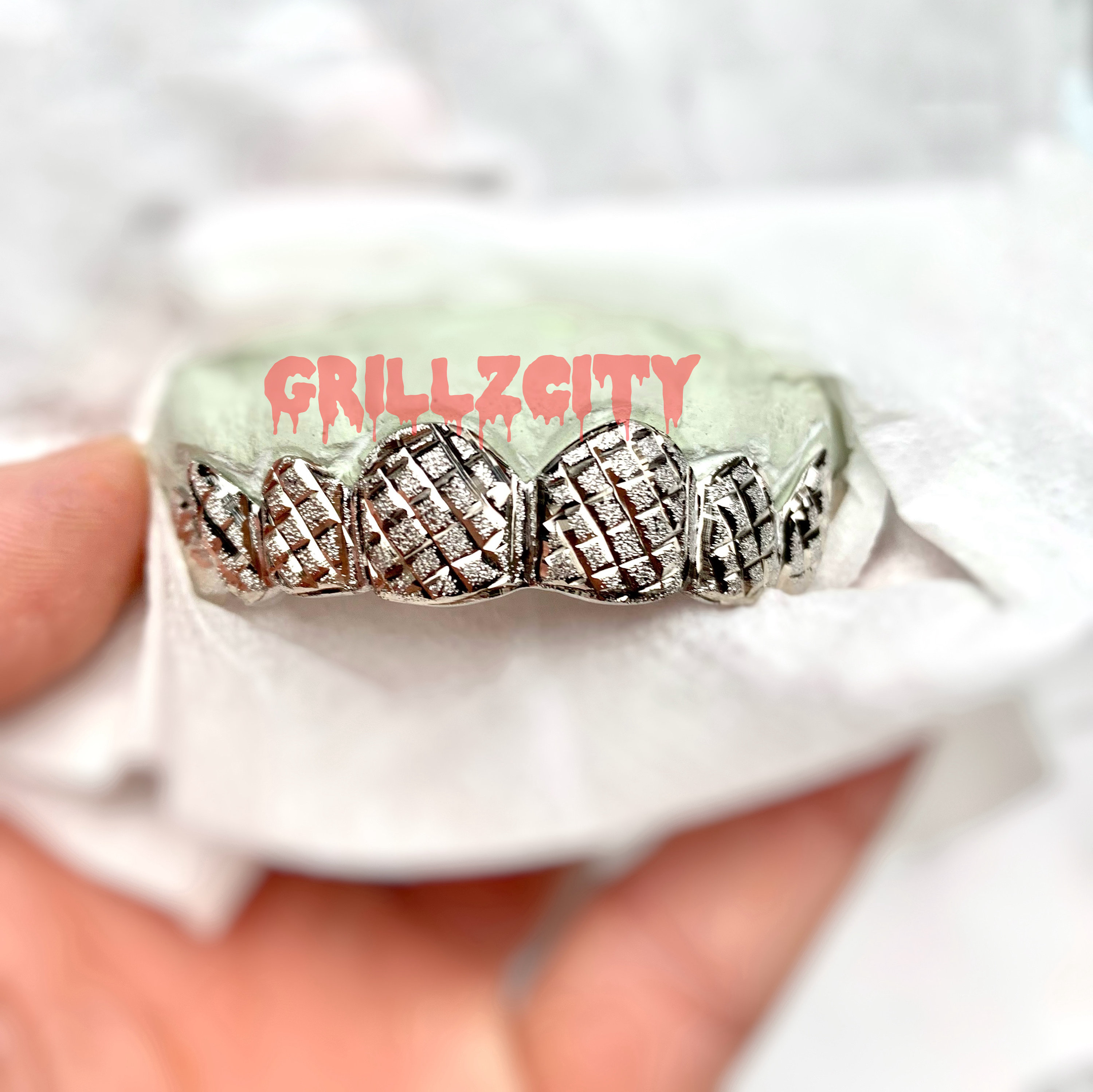 Custom Fit Real 2 Color Gold Grillz / 925 Silver Grillz Diamond Dust ...