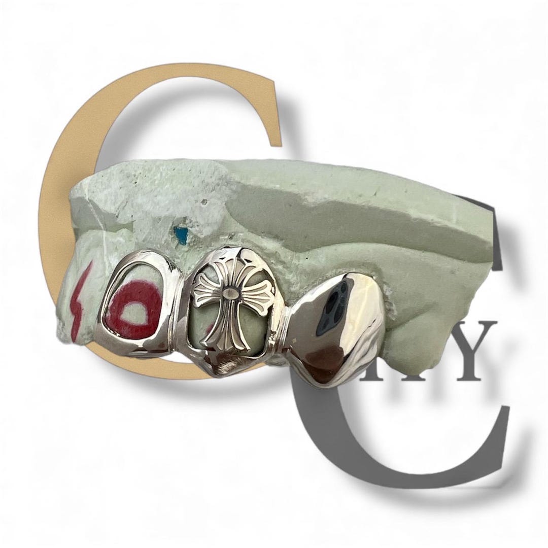 Custom Fit Grillz, 3 - 6 Teeth 10k 14k 18k Gold or 925 Silver Cross Cut ...