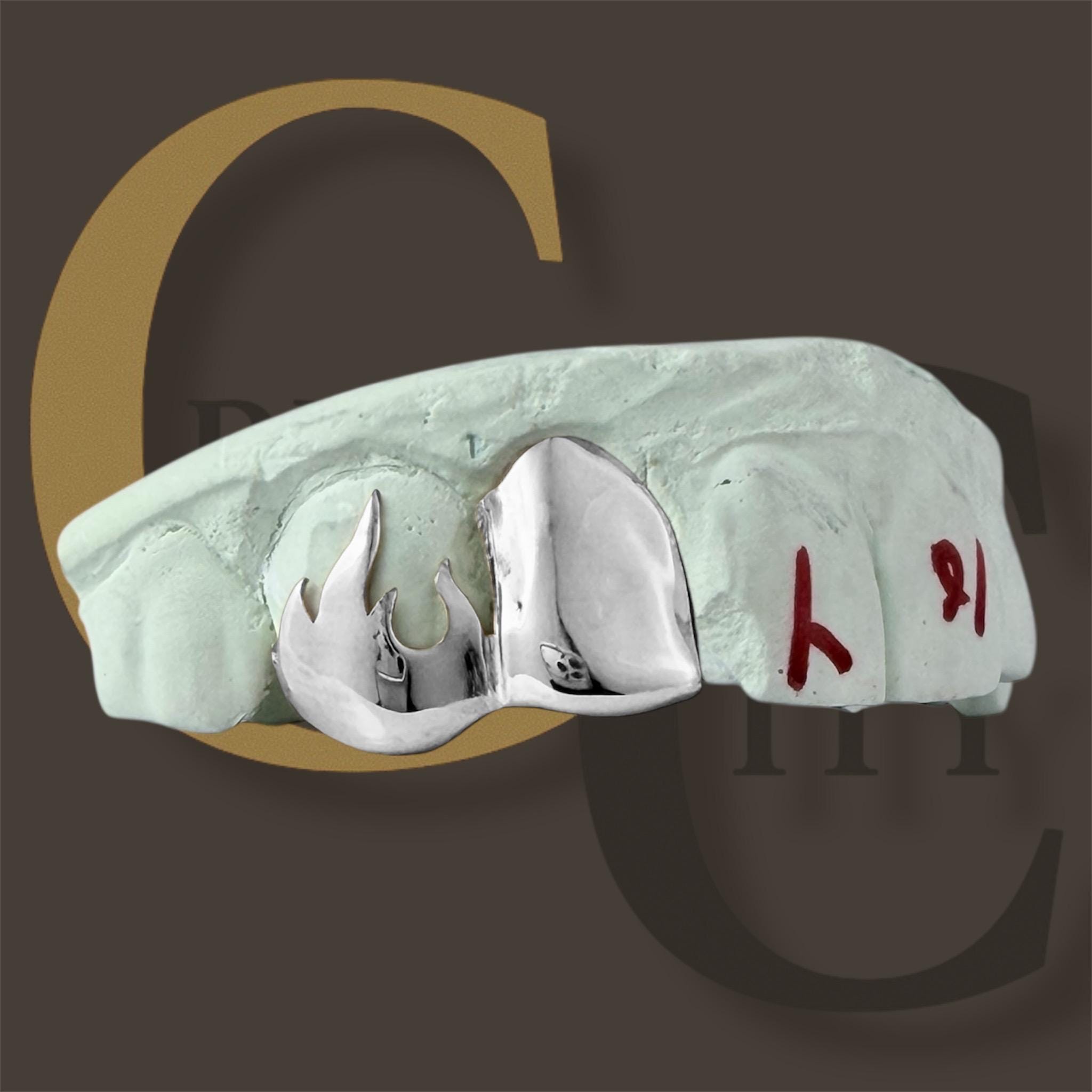 Custom Fit Grillz, 10k-18k Gold or 925 Silver, Fire Flame, Slugs, Solid ...