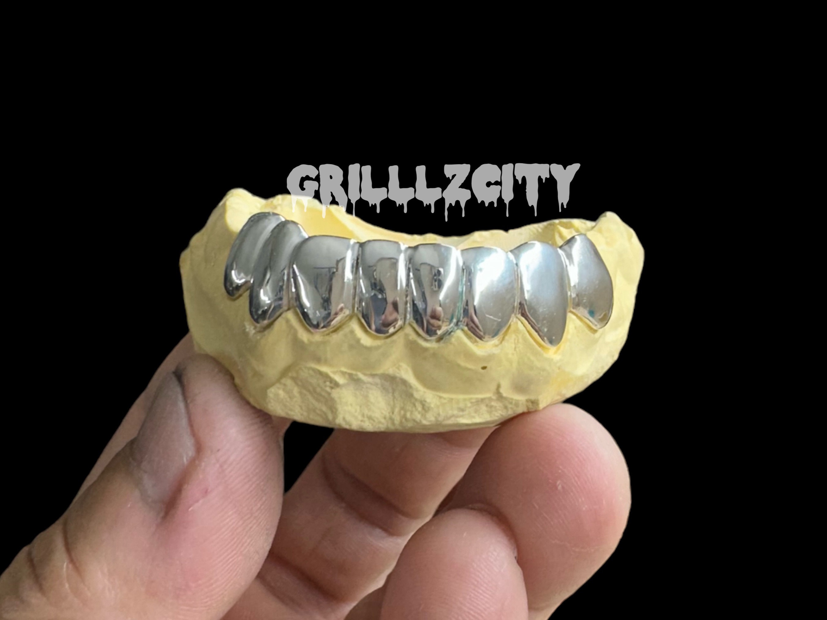 Custom Real Gold Teeth Permanent Grillz / 925 Silver Solif Permanent Cut / Deep Cut Grillz ...