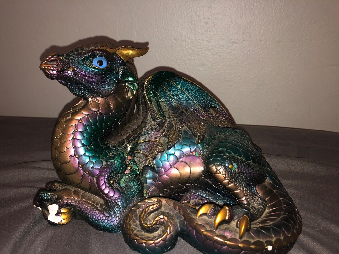 Windstone Editions Old Warrior Dragon Retired Color peacock 1997 - Etsy