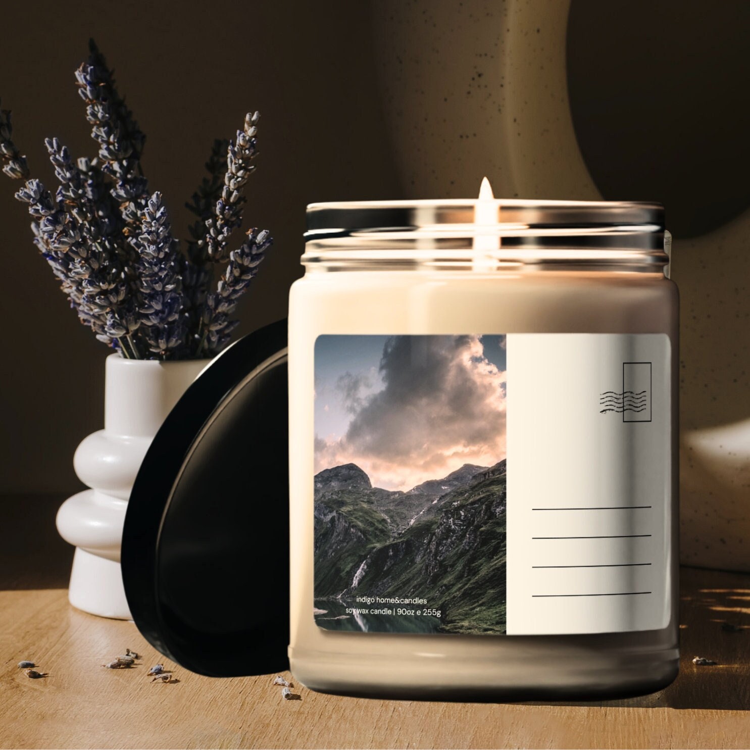 Landscape Postcard Candle, Landscape Message Card, Unique Gift for Him ...