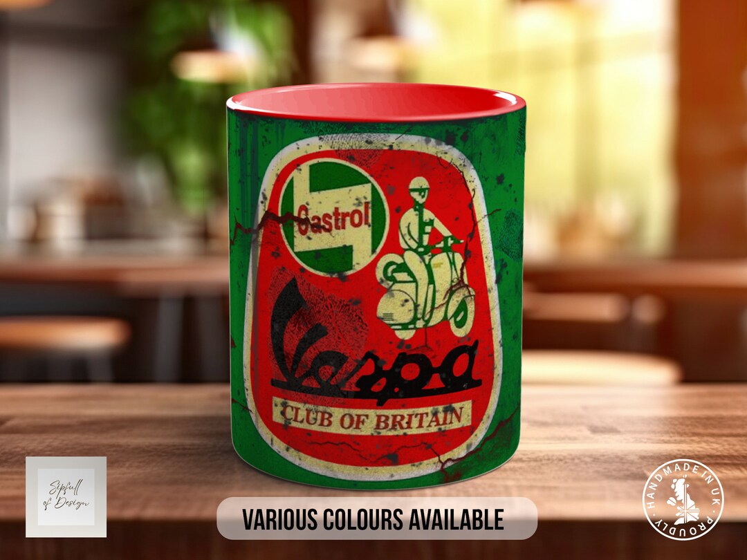 Vespa Castrol Oil Mugs Grungy - Multiple Colour Options Version 4 - Etsy