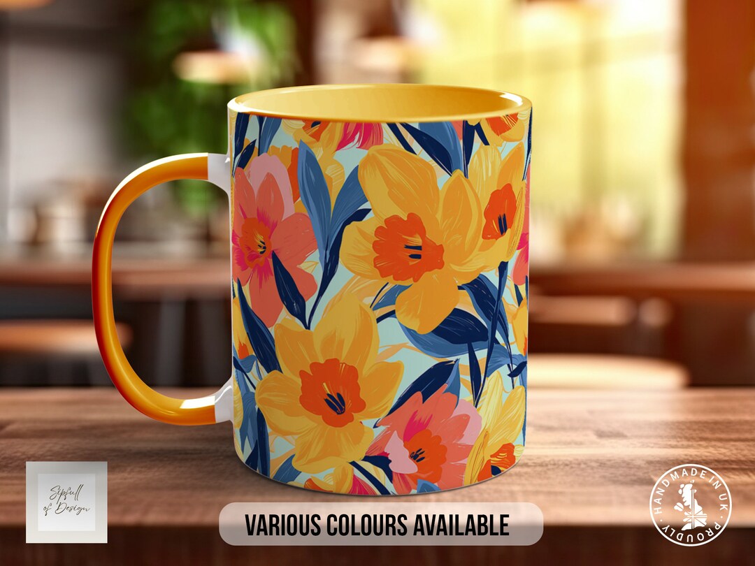 Birth Month Flowers Mug - March Daffodil - 11oz, Bone China 10oz and ...