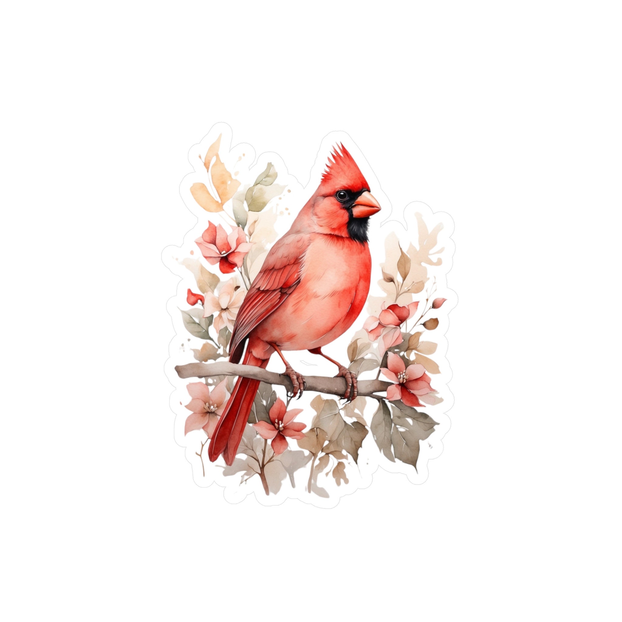 Watercolor Cardinal Sticker Kiss-cut Sticker Bird Lover Gift Nature ...