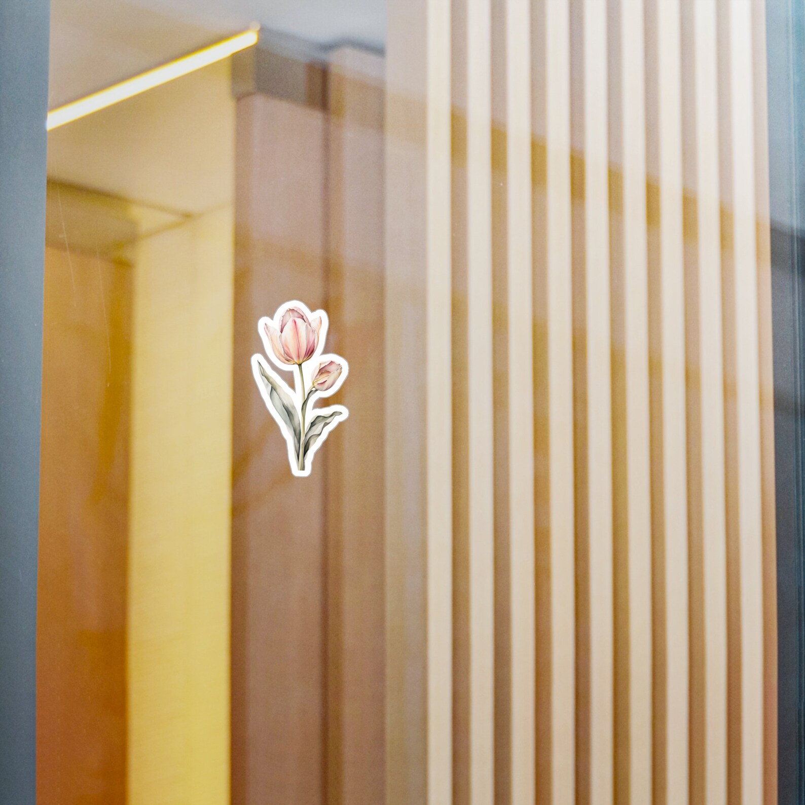 Watercolor Pink Tulip Sticker Kiss-cut Sticker Spring Floral Flower ...