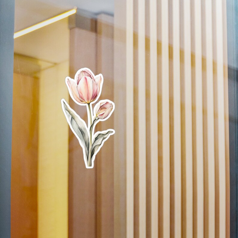 Watercolor Pink Tulip Sticker Kiss-cut Sticker Spring Floral Flower ...