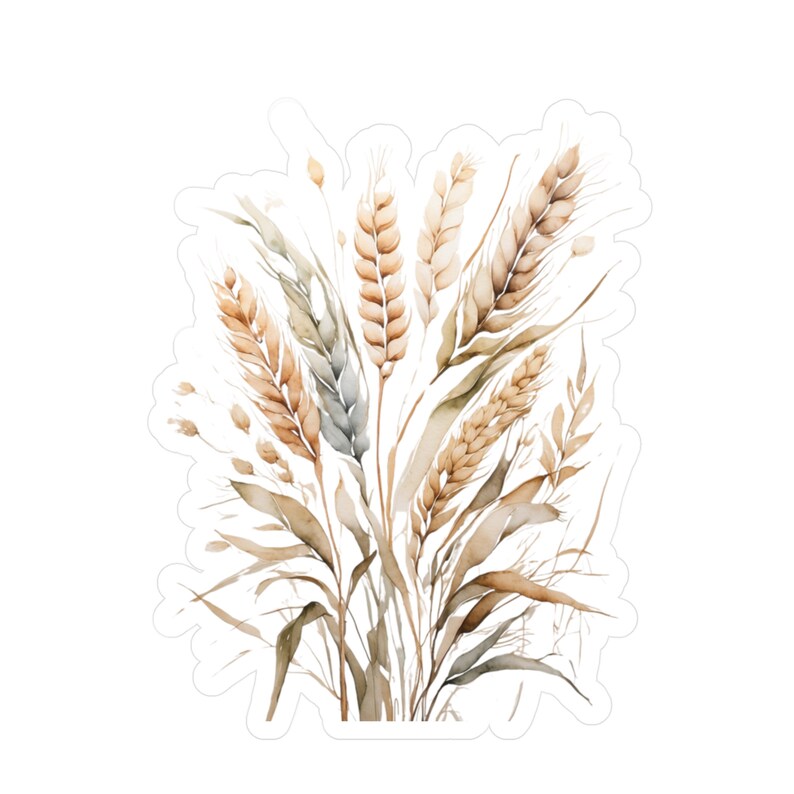 Watercolor Wheat Sticker Golden Harvest Laptop Sticker, Water Bottle ...