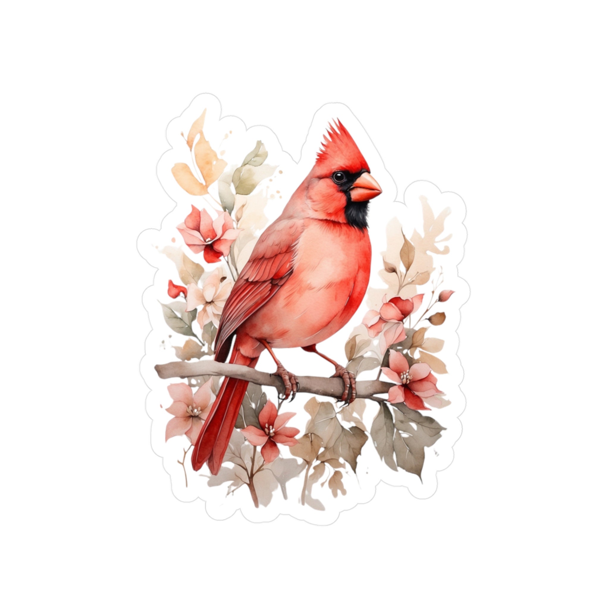 Watercolor Cardinal Sticker Kiss-cut Sticker Bird Lover Gift Nature ...