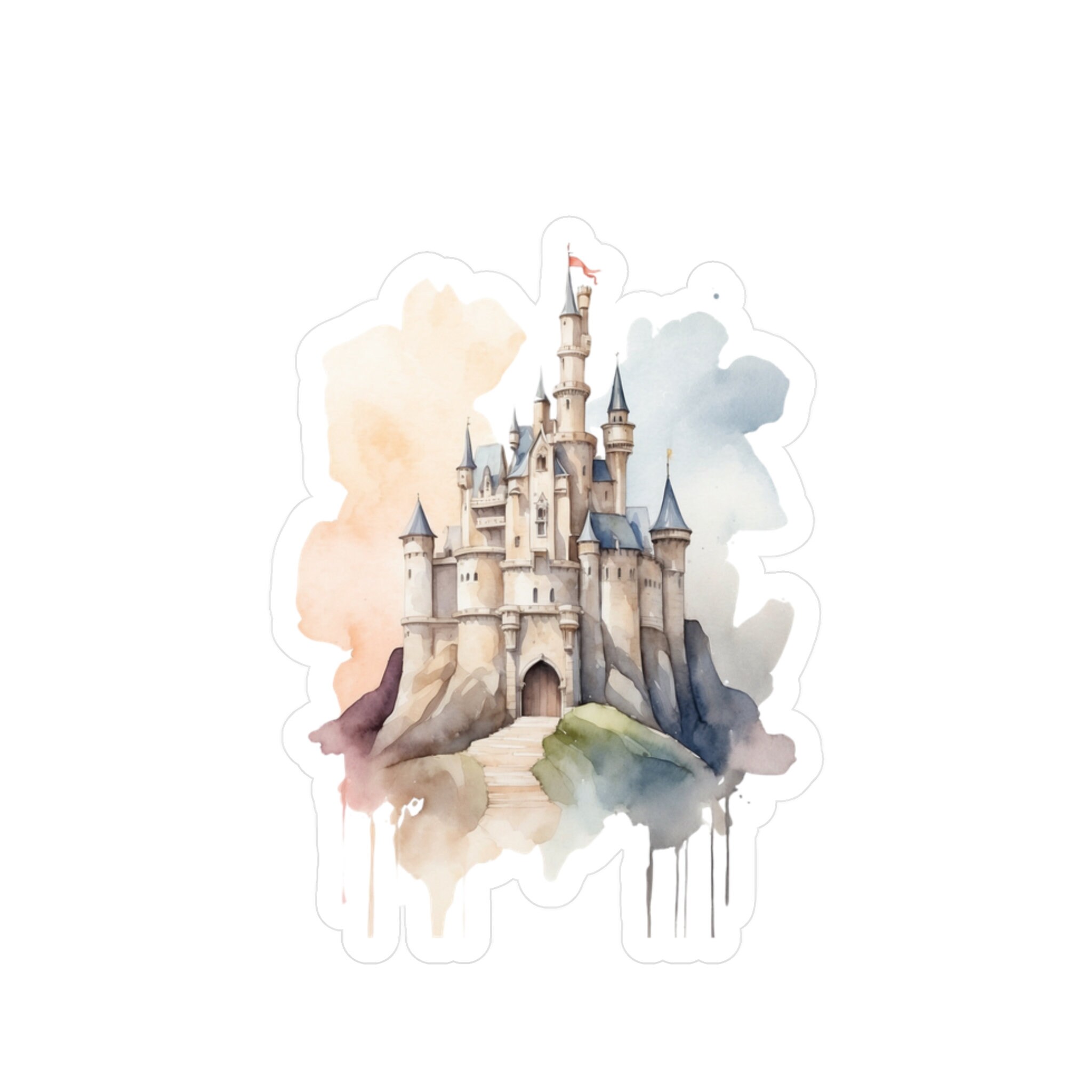 Watercolor Castle Sticker Kiss-cut Sticker Fairytale Dreams Medieval ...