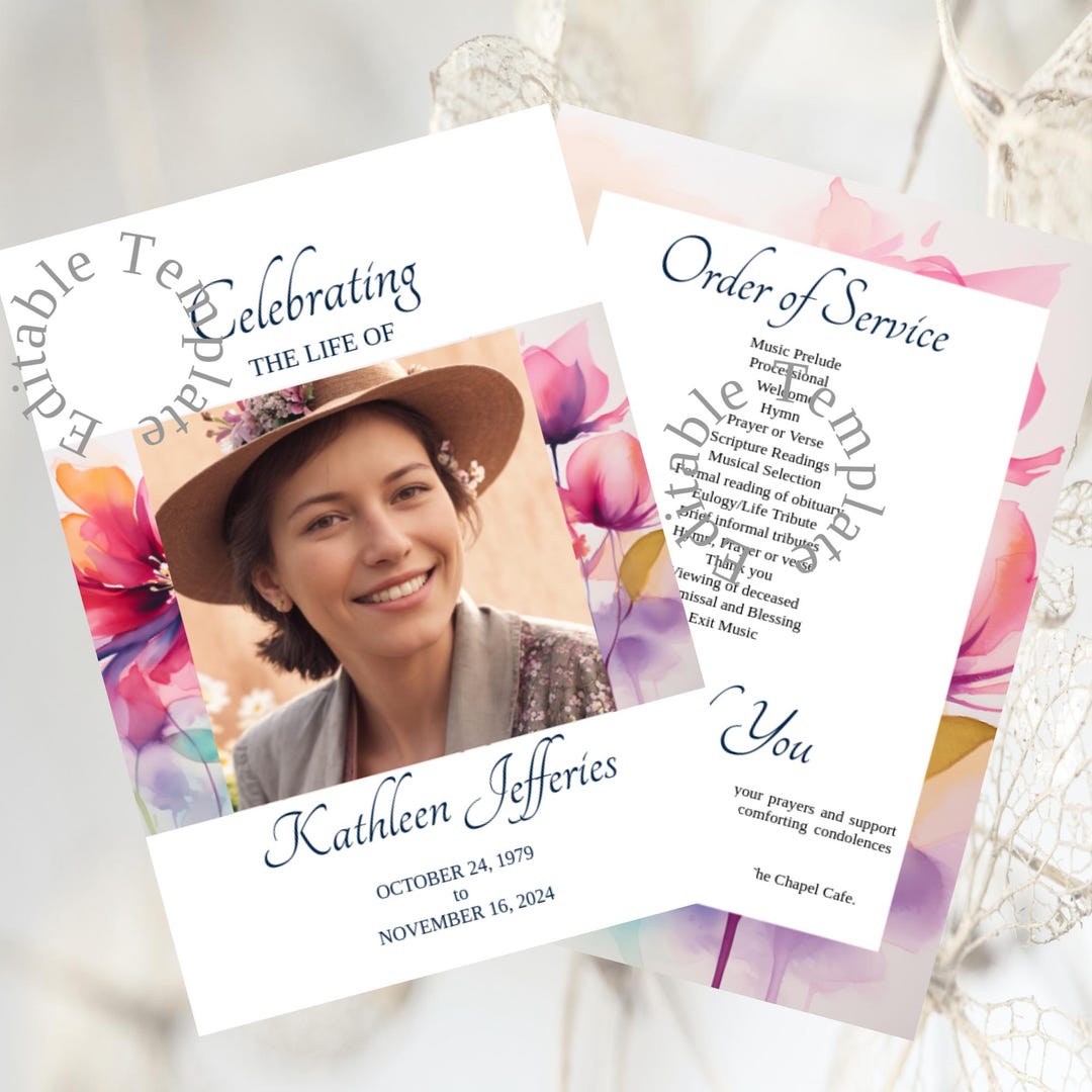 Mothers Funeral Program, Abstract Floral, Feminine Funeral, Loss of ...