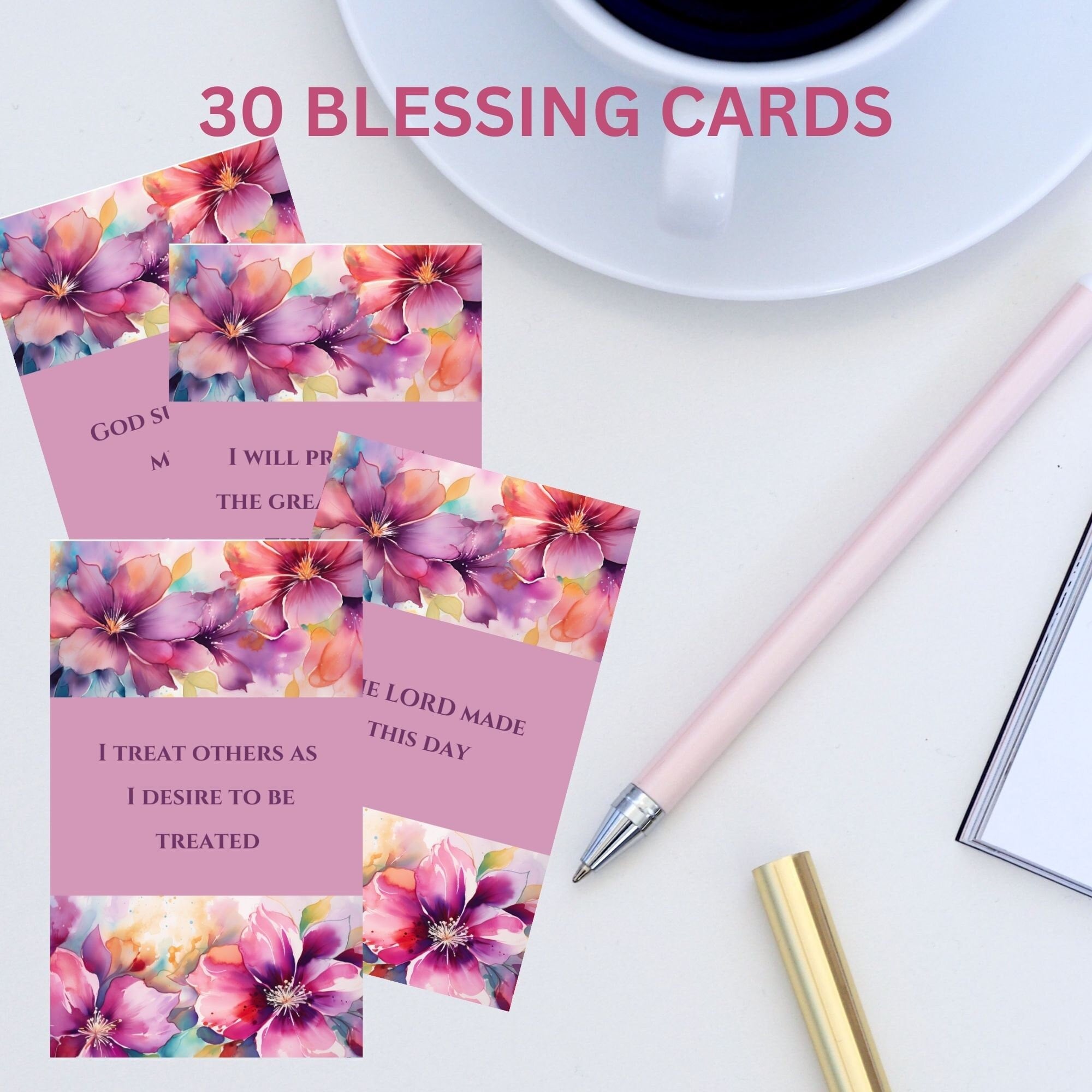 Springtime Floral Blessing Affirmation Cards, Christian, Personal ...