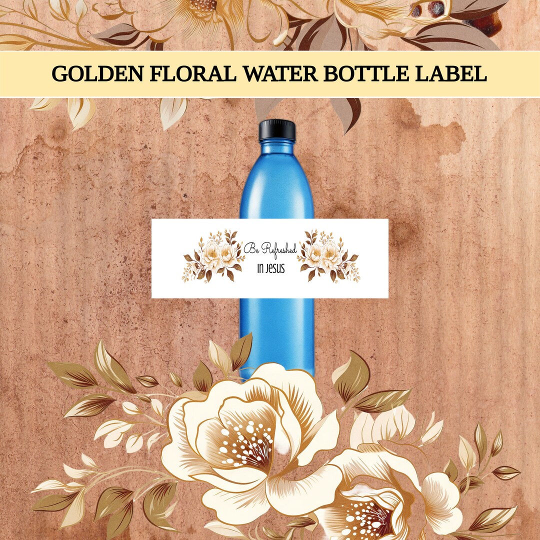 Water Bottle Label set of 4, Floral, Gift Idea, Event Gift, Blessing ...