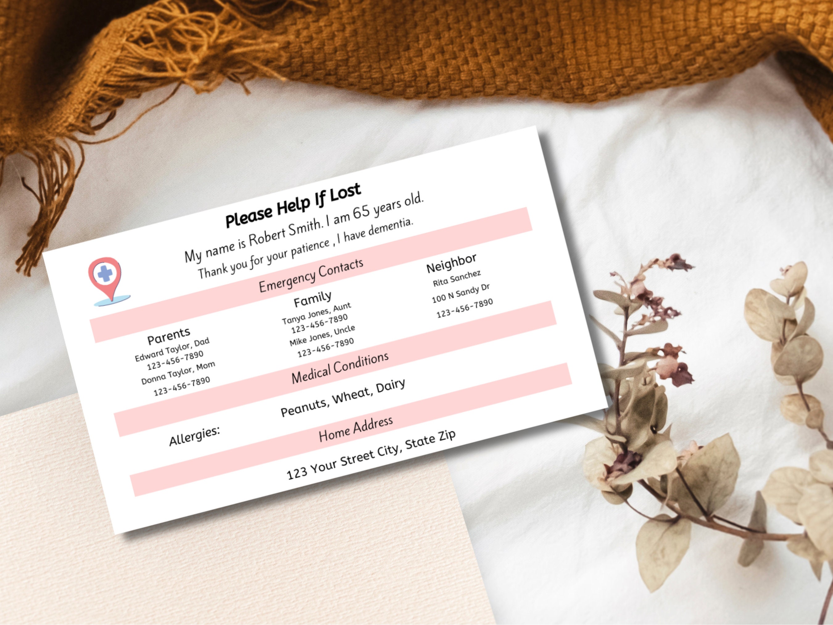 Dementia Emergency Medical Card|dementia Emergency Help Card|alzheimer ...