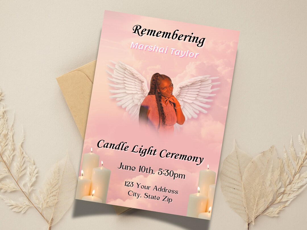 Memorial Candle Light Ceremony Invitecandlelight Memorial Announcement ...