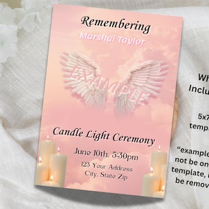 Memorial Candle Light Ceremony Invite|candlelight Memorial Announcement ...