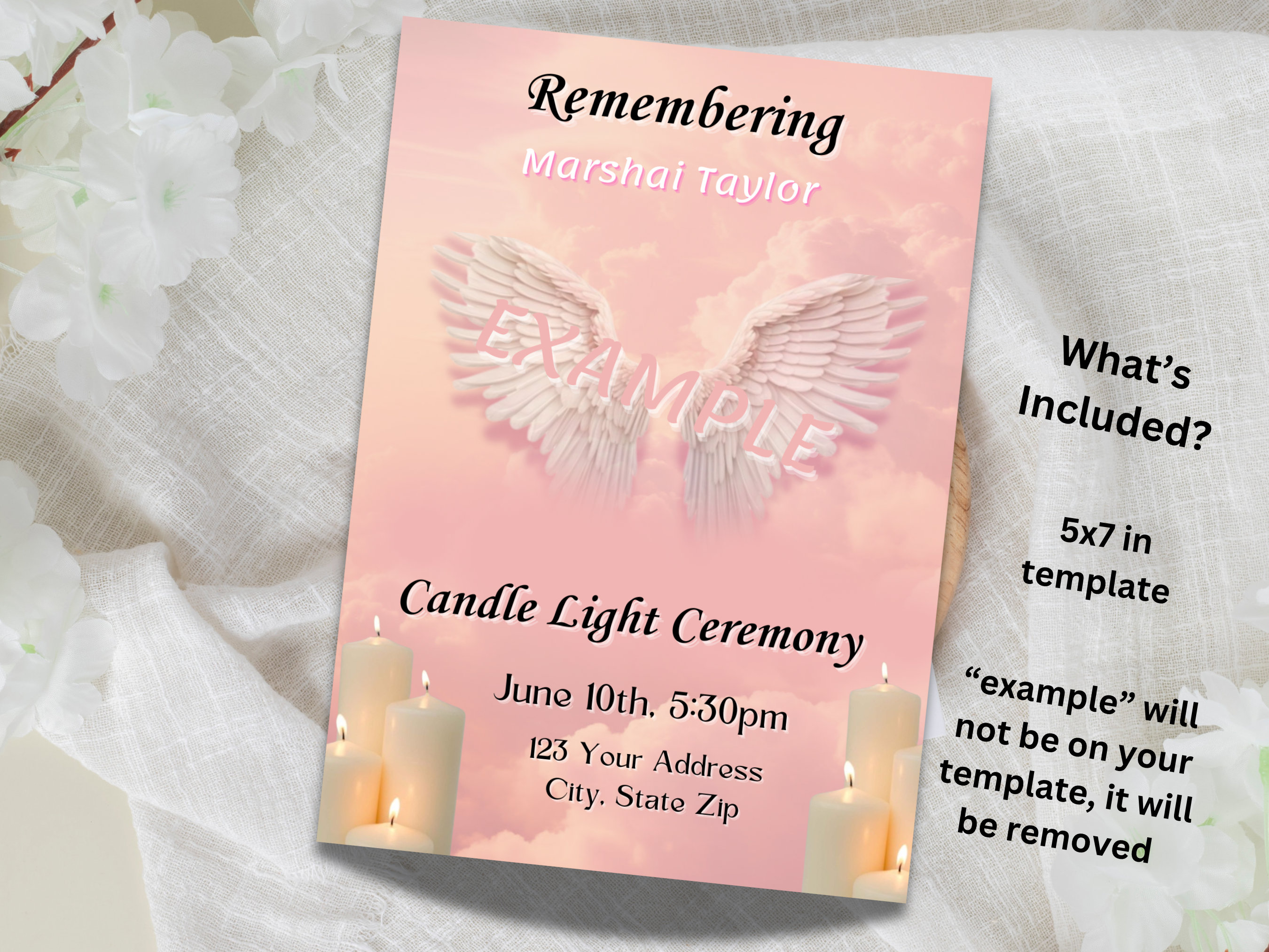 Memorial Candle Light Ceremony Invite|candlelight Memorial Announcement ...