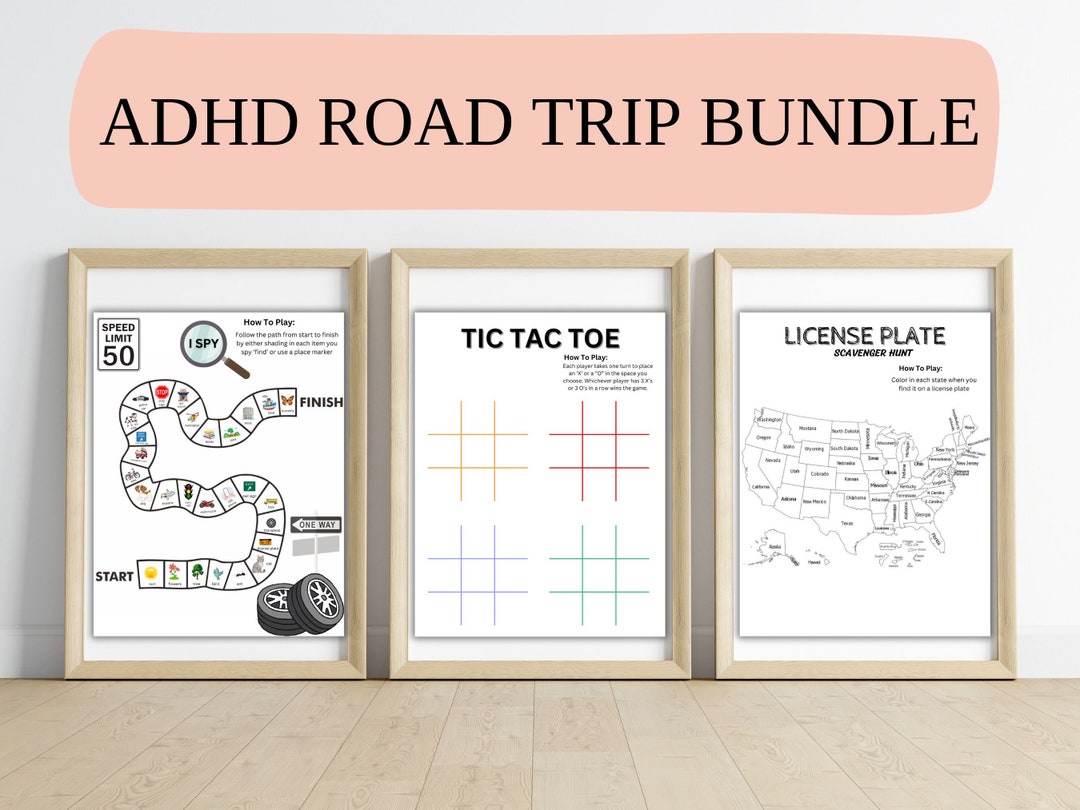Adhd and Autism Road Trip Game Bundle|autism Board Game Template|family Vacation Car Scavenger ...
