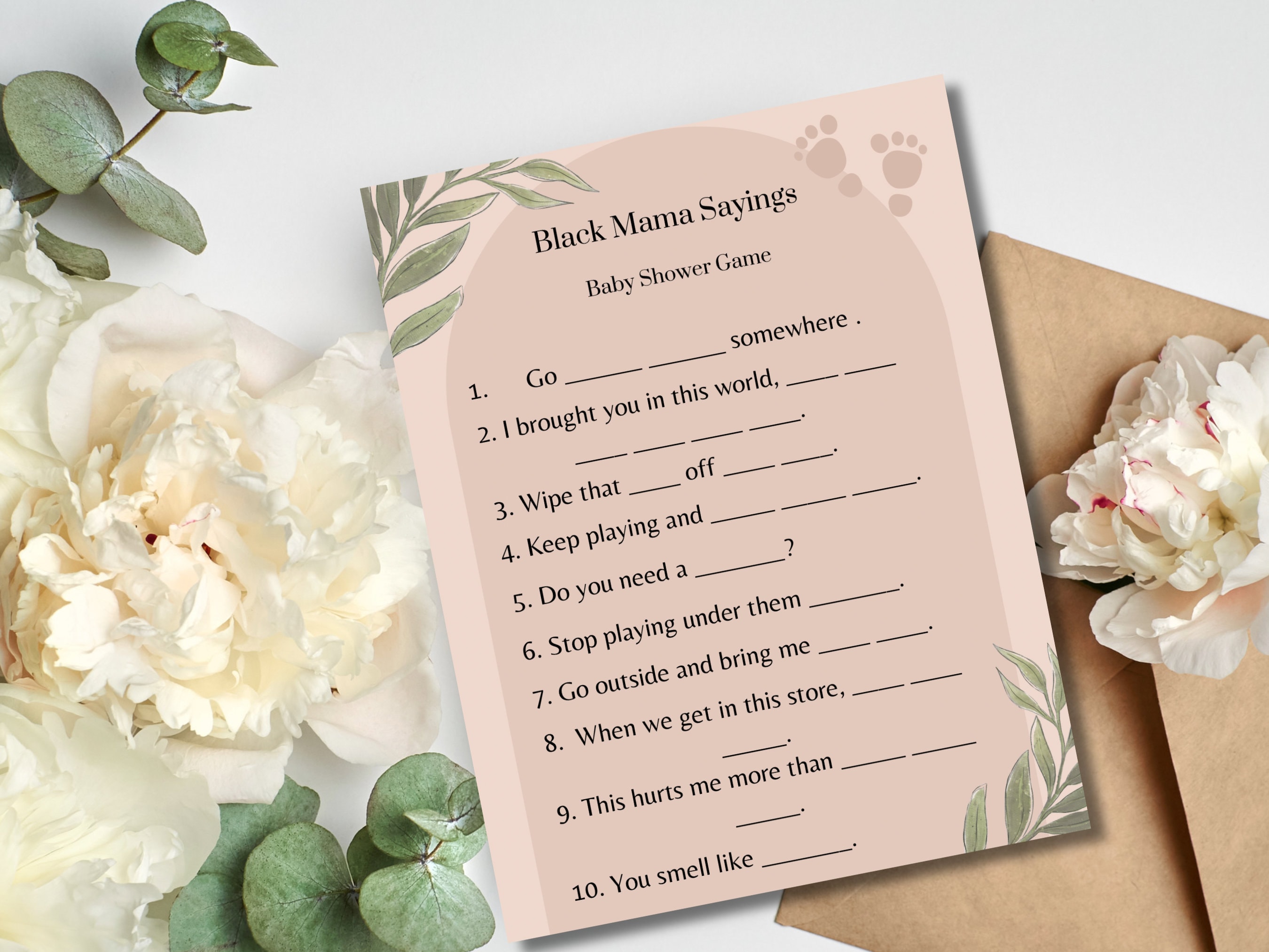 Brown Mama Sayings Baby Shower Game|poc Baby Shower Game|what Mom Would ...