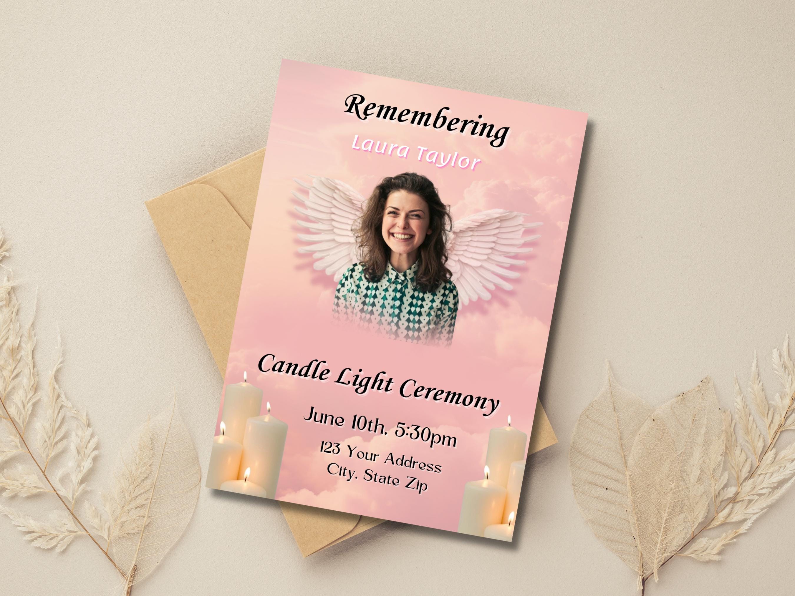 Memorial Candle Light Ceremony Invite|candlelight Memorial Announcement ...