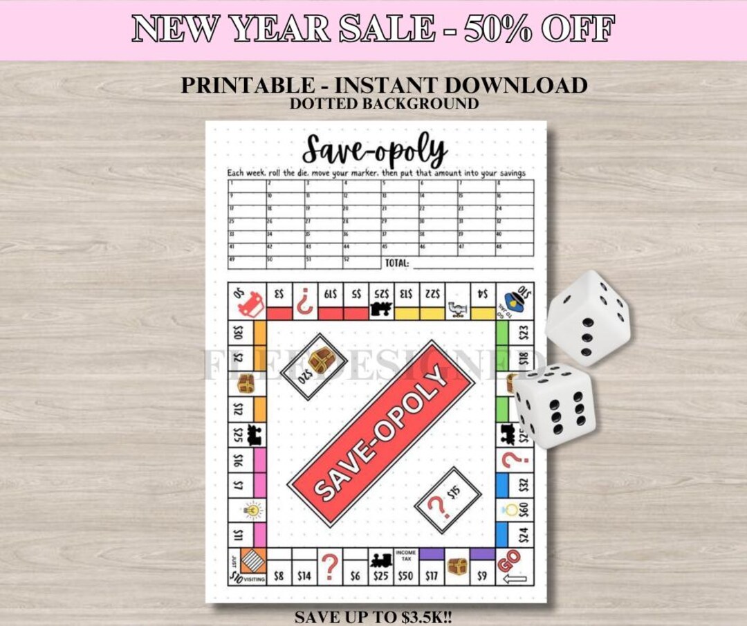 Saveopoly Savings Challenge, PRINTABLE Journal Page, Printable Savings ...