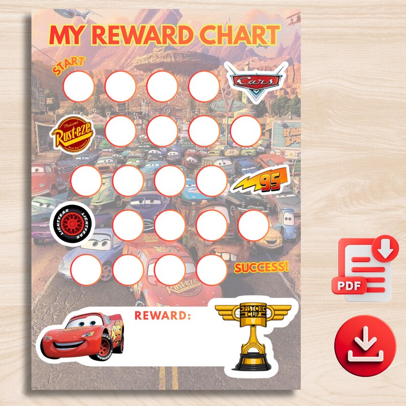 Race Car Reward Chart Printable Kids Behavior A4 PDF - Etsy