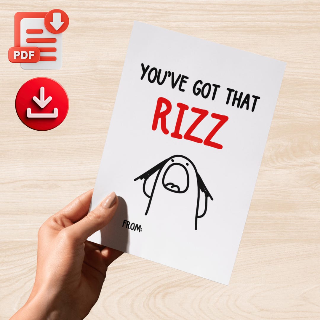 Funny Valentine Stickman Meme Card | You Got That Rizz | Printable PDF ...
