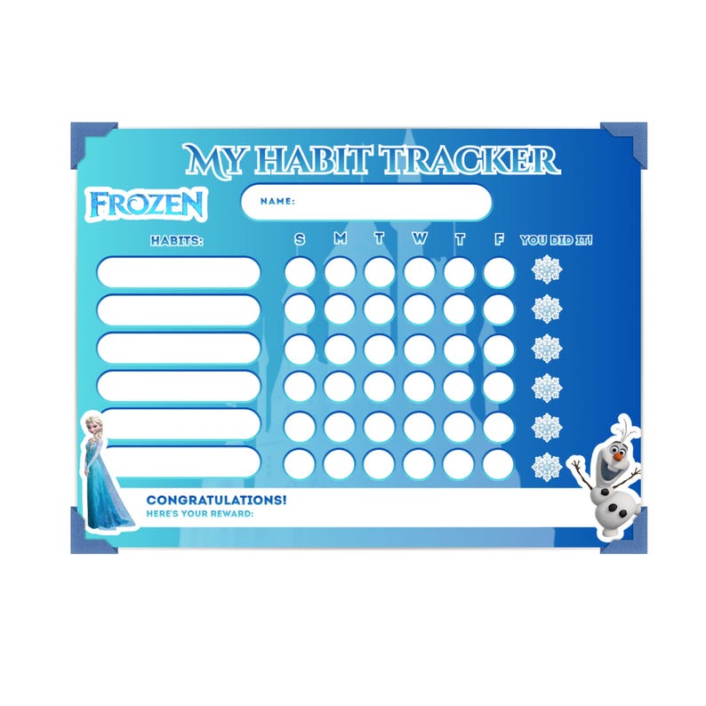 Frozen Elsa Habit Tracker Reward Chart Printable A4 - Etsy Canada