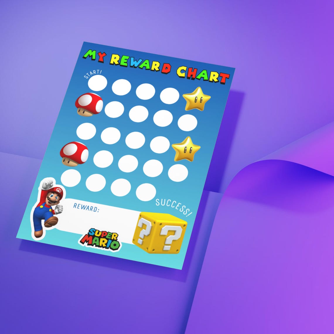 Mario Theme Reward Chart Printable A4 | Video Game Behavior Chart ...