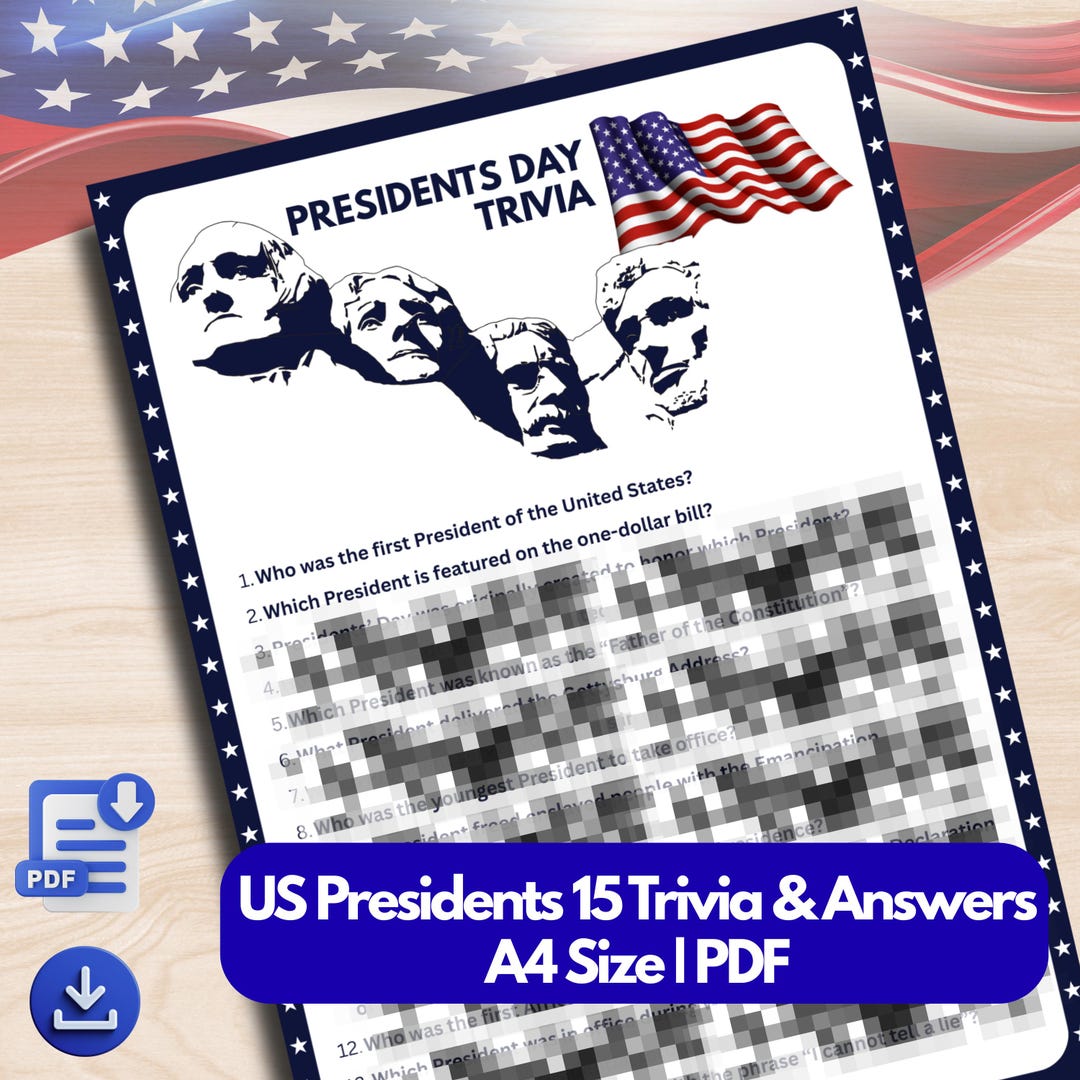Presidents Day Trivia Printable | US Presidents Quiz & Answers ...