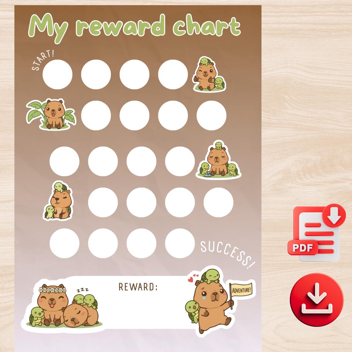 Capybara Reward Chart Printable | A4 Digital Download | Chore & Goal ...