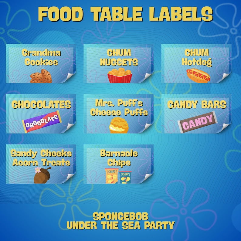 Cartoon Under the Sea Food Labels: Printable Party Decorations (PNG ...