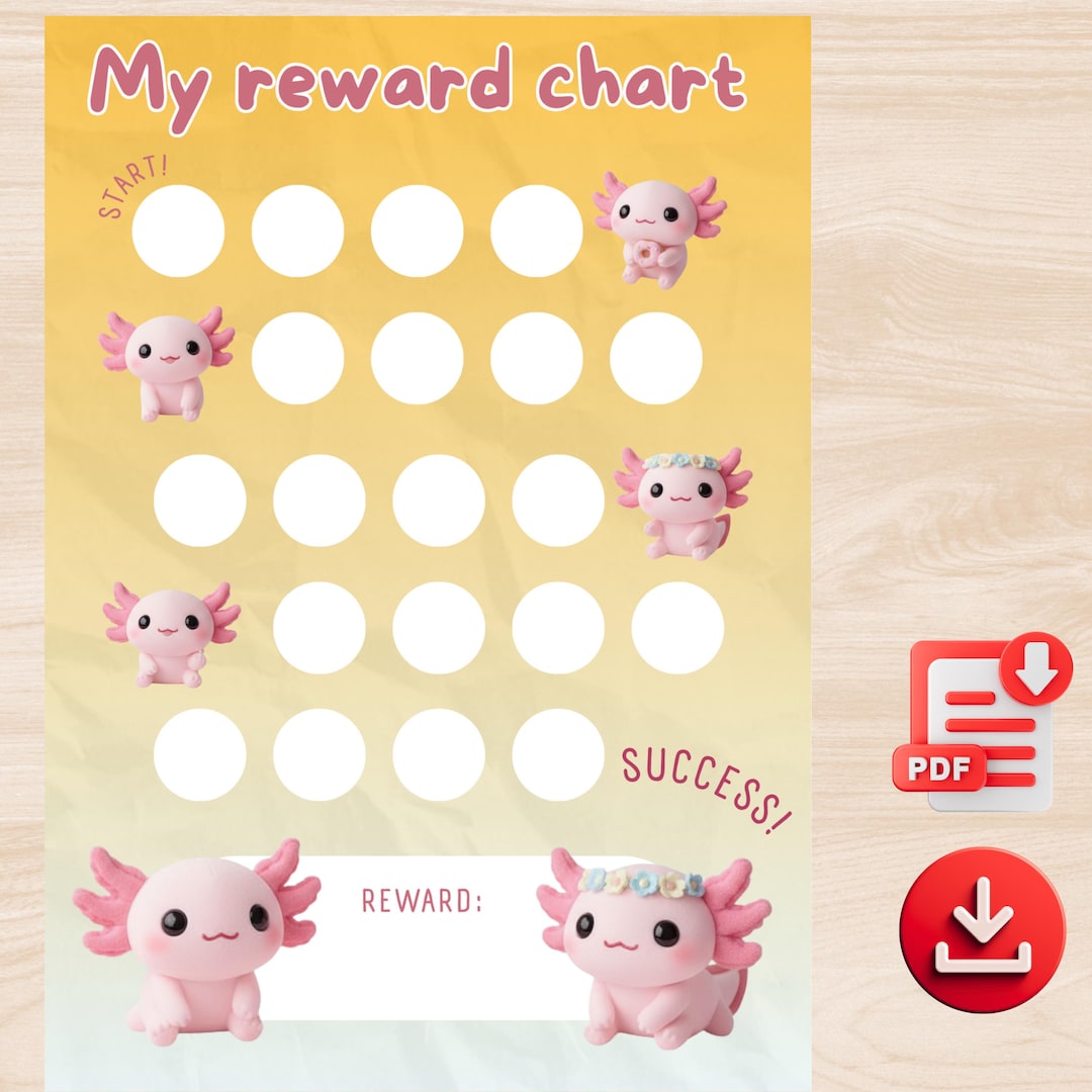 Axolotl Reward Chart Printable | A4 Digital Download | Chore & Goal ...