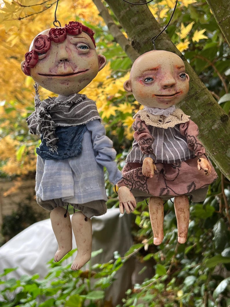 Creepy Handmade Art Doll With Roses - Unique Oddities Doll - Etsy