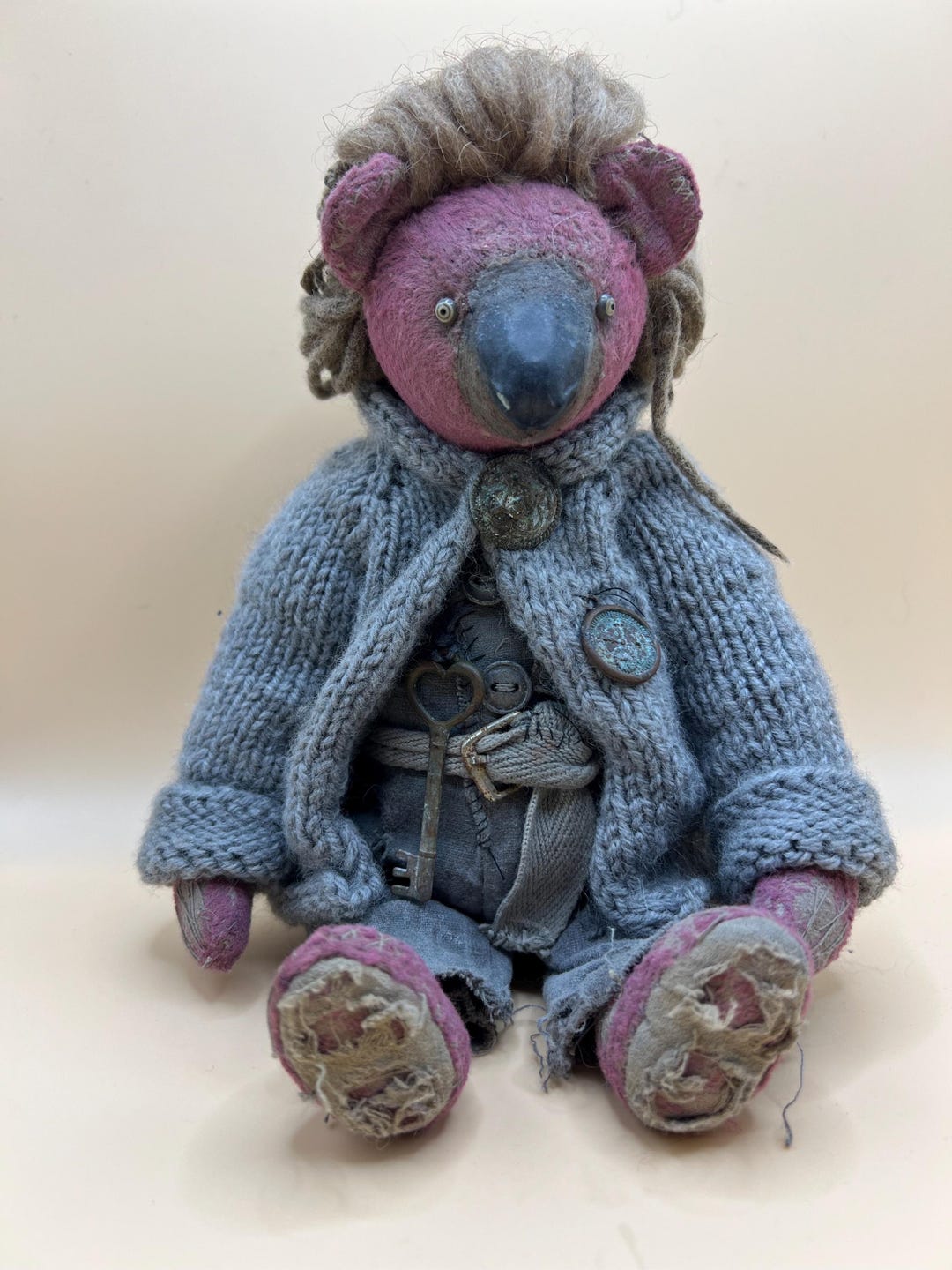 Unique Artisan Teddy Bear With Elegant Knit Coat Perfect Gift for Bear ...