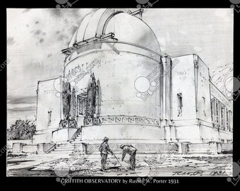 Griffith Observatory Hillside View (1931) by Russell W. Porter - Etsy